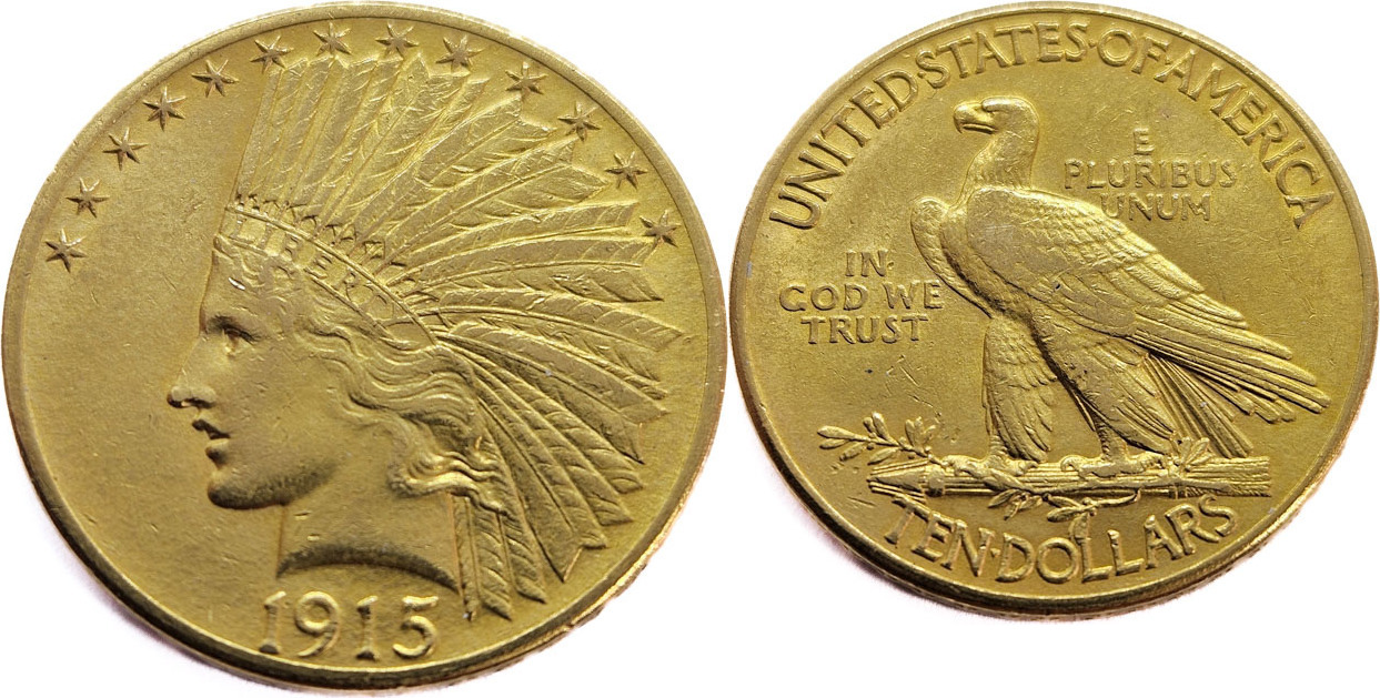 USA 10 Dollar 1915 Indian Head - Gold Extremely Fine | MA-Shops