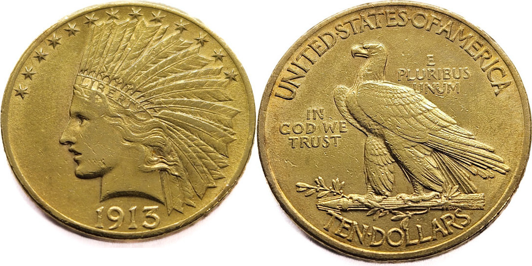 USA 10 Dollar 1913 Indian Head - Gold VF / Extremely Fine | MA-Shops