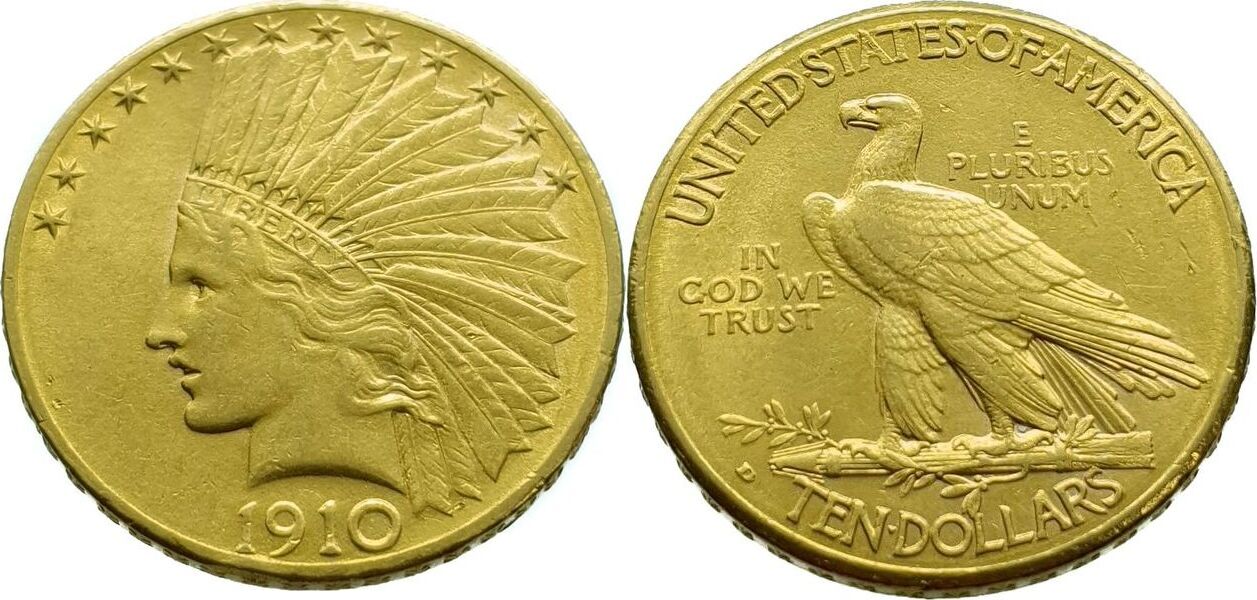 USA 10 Dollar 1910-D Indian Head - Gold vz | MA-Shops