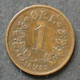 Norwegen 1 Öre 1884 S.1 / Bro / Oscar II. / Gekröntes Wappen - Wert im ...