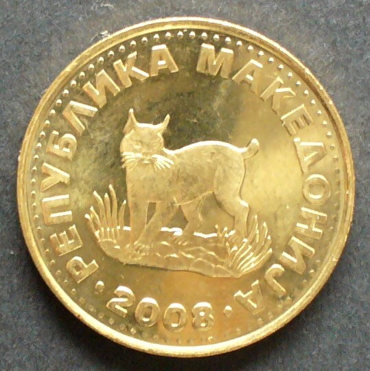Mazedonien 5 Denari 2008 S.4 a / N-Me / Balkanluchs - Wertangabe vor ...