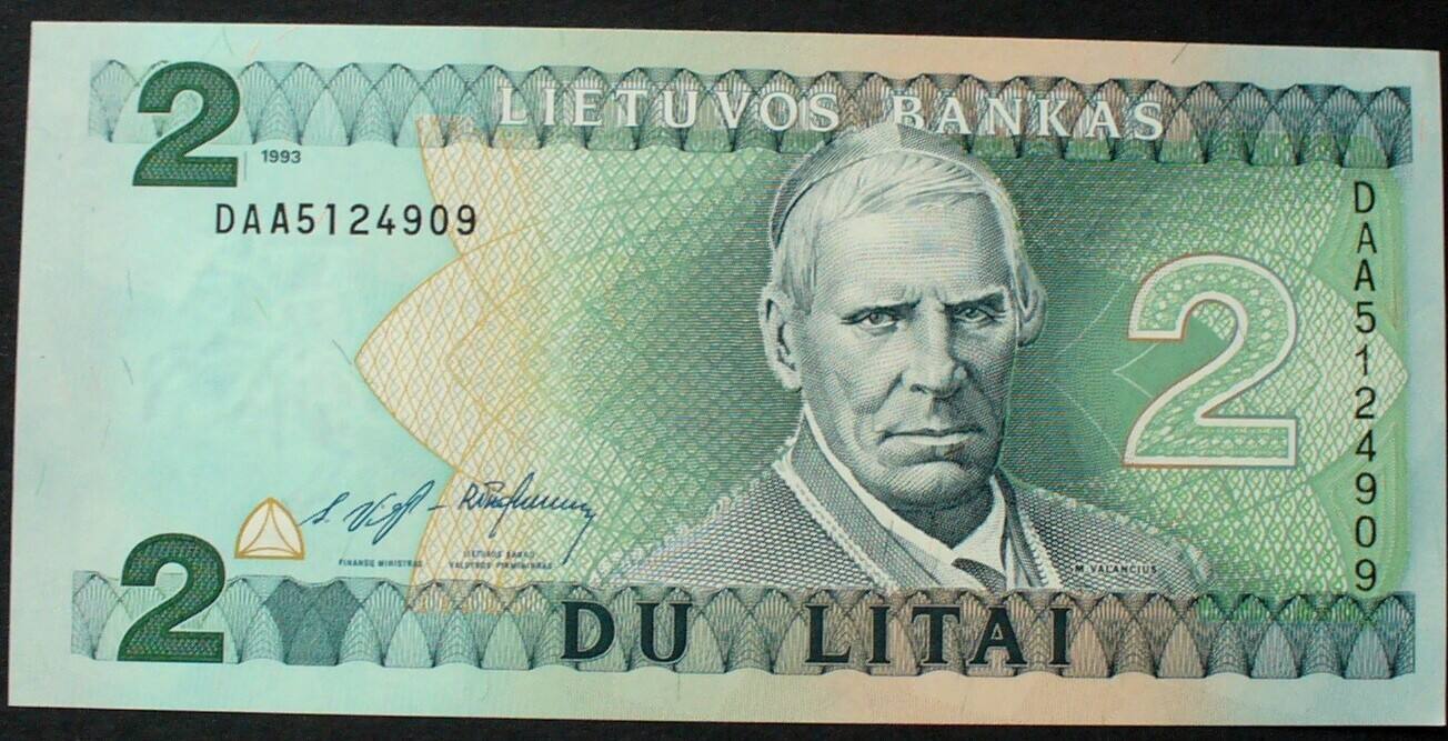 Litauen 2 Litai 1993 P. 54 a / Serie DAA kfr | MA-Shops