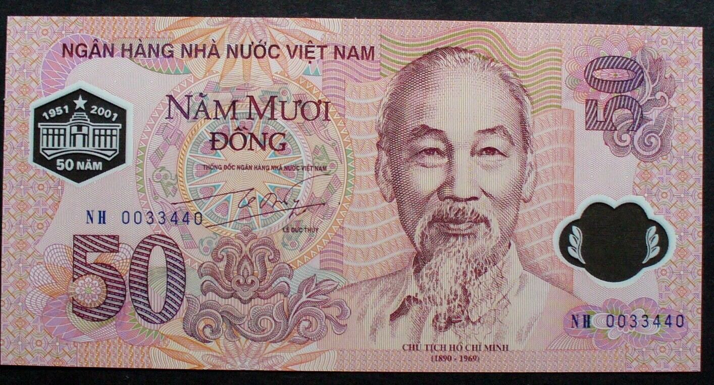 Vietnam 50 Dong 2001 P. 118 / Polymer / 50 Jahre Nationalbank kfr | MA ...