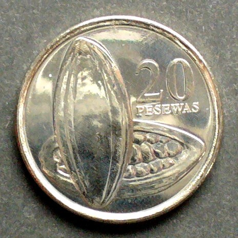 Ghana 20 Pesewas 2016 E, N galv. / Staatswappen Stgl | MA-Shops