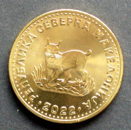 Nordmazedonien 5 Denari 2022 S.Neu / E, Me galv. / Balkanluchs ...