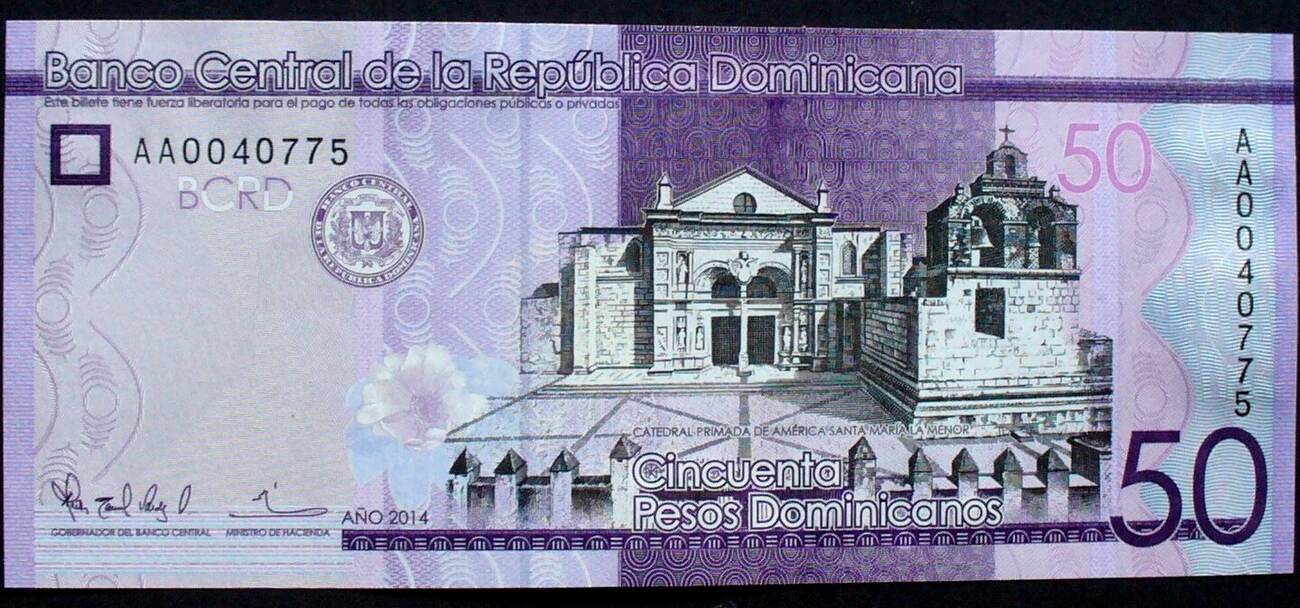Dominikanische Republik 50 Pesos Dominicanos 2014 P. 189 a / Serie AA ...