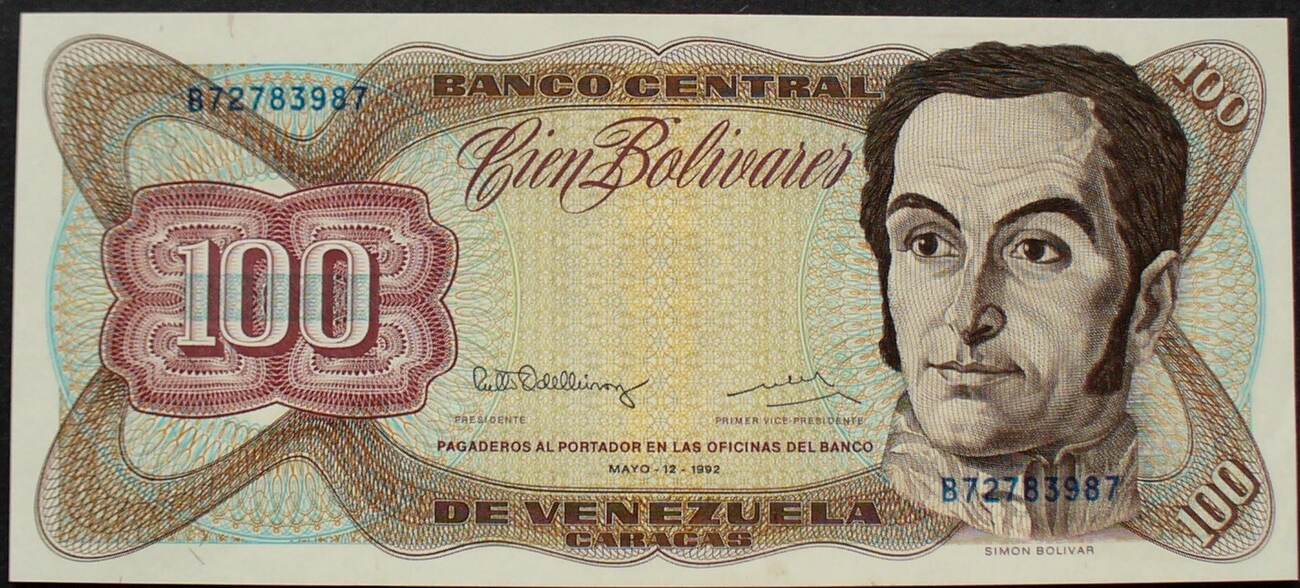 Venezuela 100 Bolivares 12.5.1992 P. 66 kfr | MA-Shops