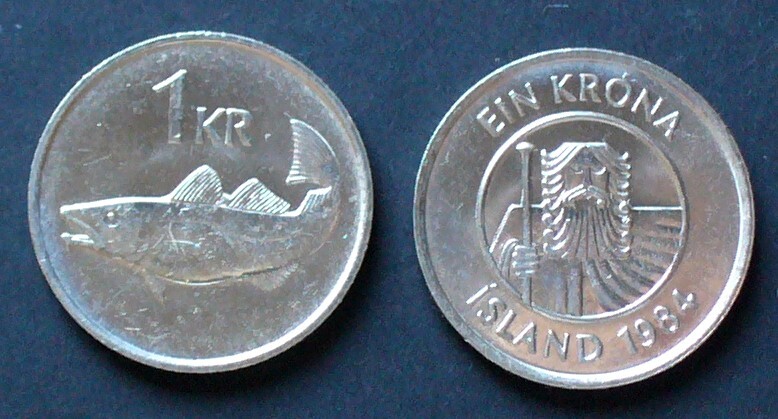 Island 1 Krona 1981 S.30 / K-N / Riese - Atlantischer Kabeljau vzgl ...