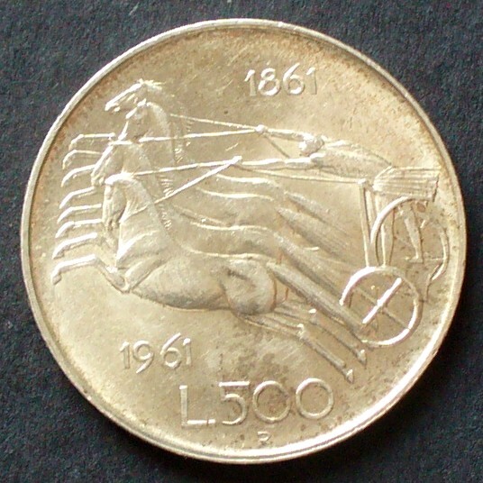 Italien 500 Lire 1961 R S.98 / 835er Silber, 11g / Quadriga vzgl-Stgll | MA-Shops