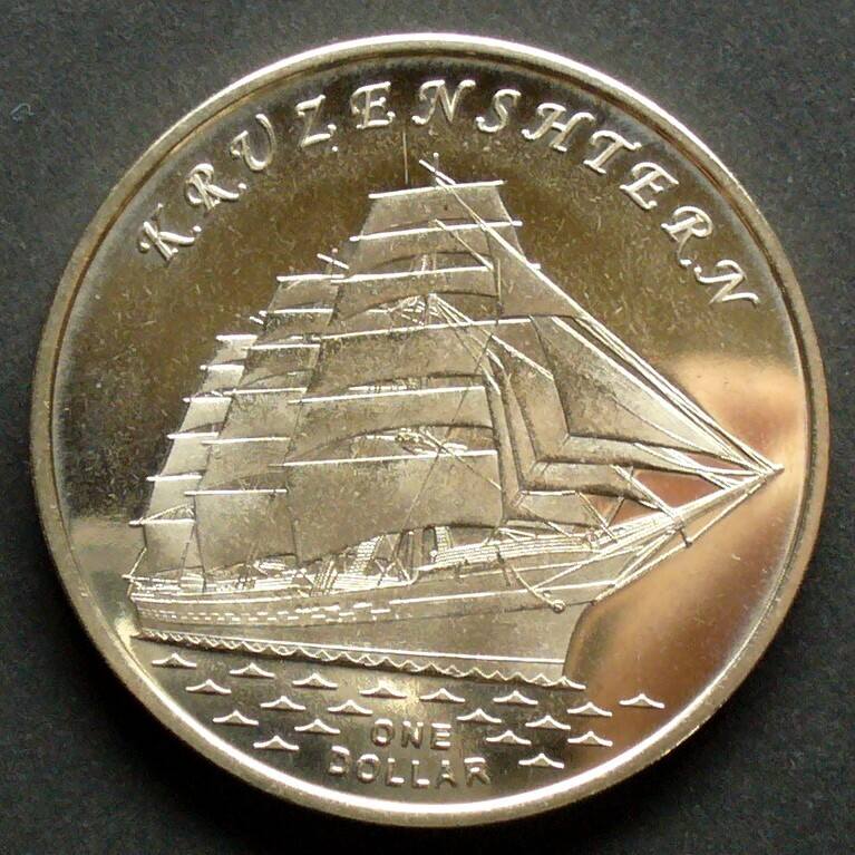 Gilbert Inseln 1 Dollar 2018 K-N / Schiff Kruzenstern von PP | MA-Shops