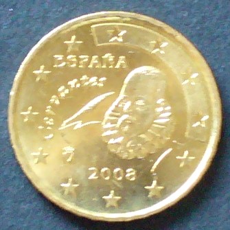 Spanien 10 Cent 2008 S.409 / Al-Bro / Miguel de Cervantes Saavedra Stgl ...