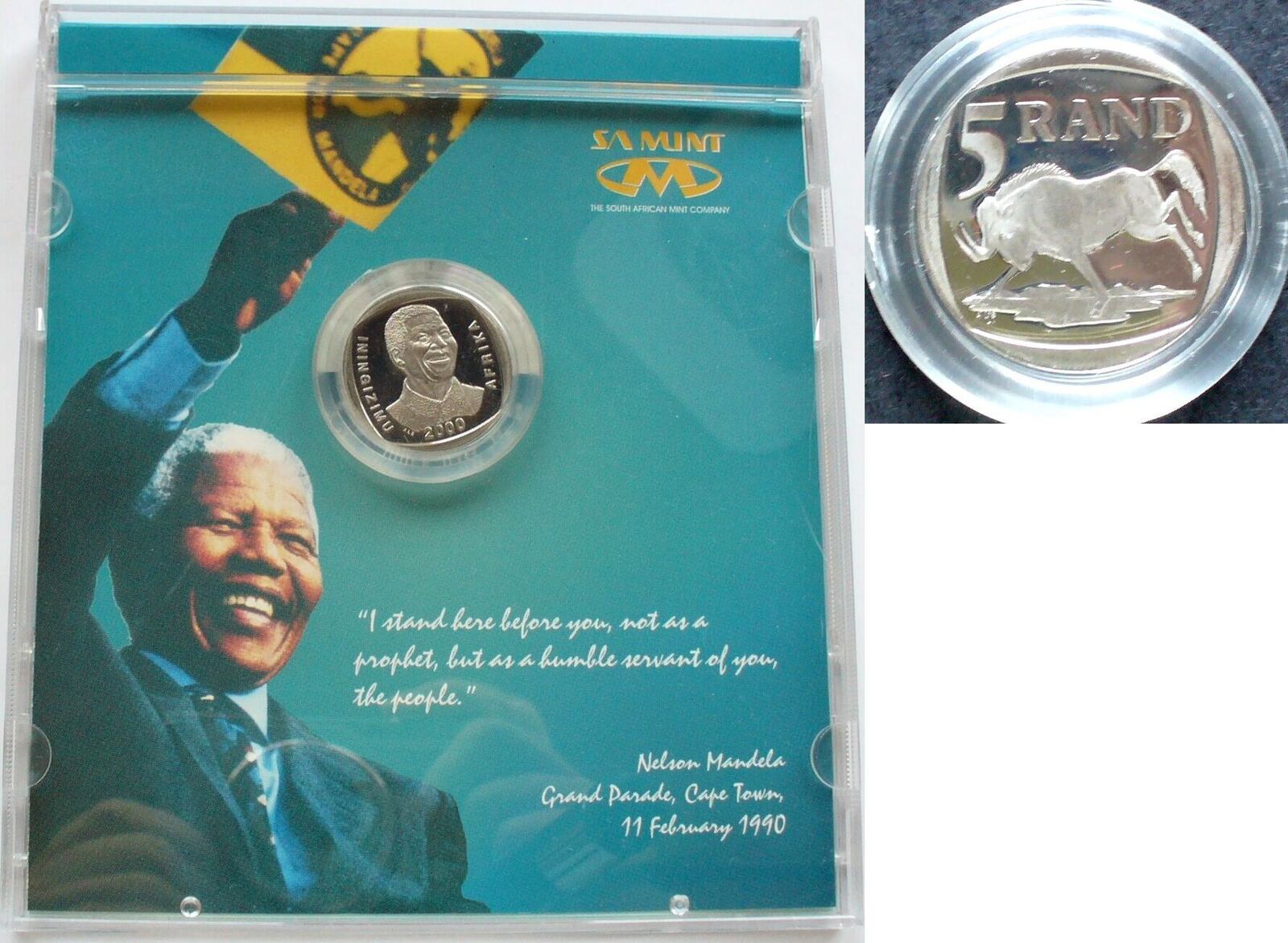 Südafrika 5 Rand 2000 S.265 / Bro, N galv. / Nelson Mandela ...