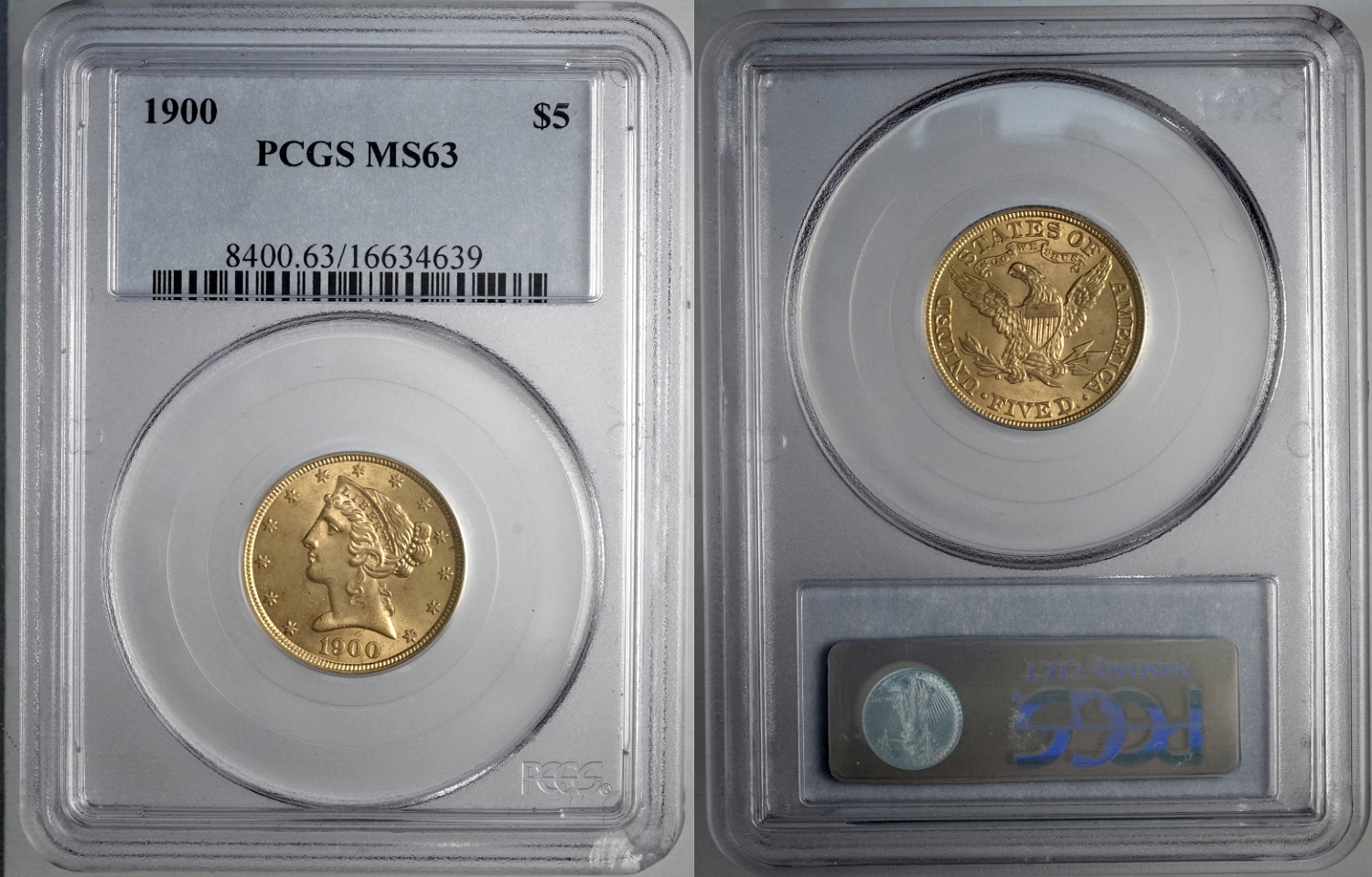 USA 5 Dollars 1900 PCGS MS63 | MA-Shops