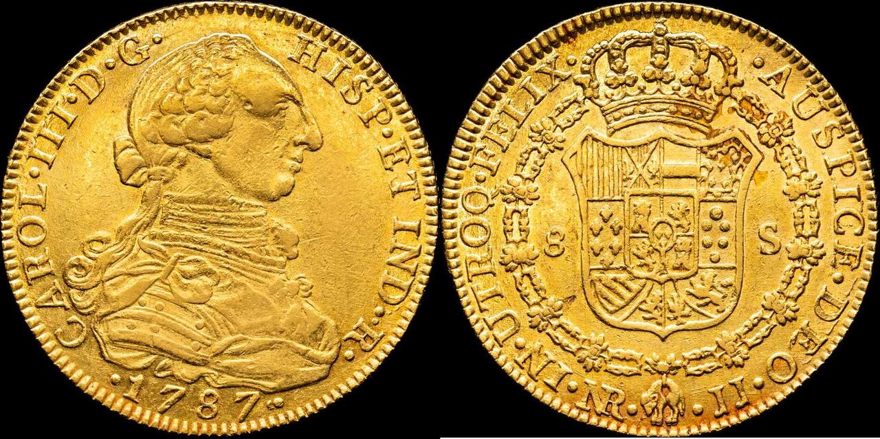 Nuevo Reino 8 Escudos 1787 1759-1788 Carlos III MBC+ | MA-Shops