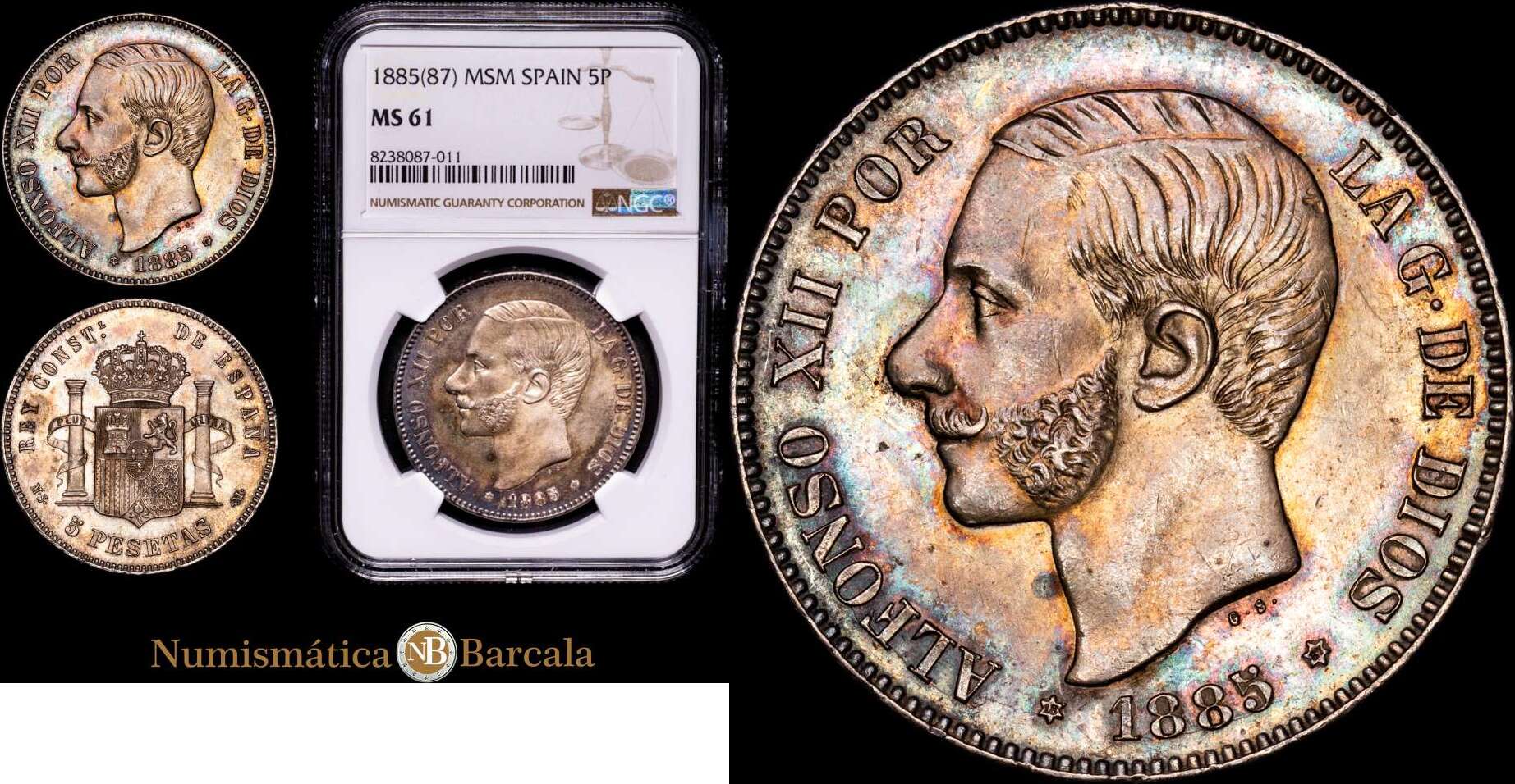 Madrid 5 Pesetas 1885(87) 1874-1885 Alfonso XII MS61 | MA-Shops