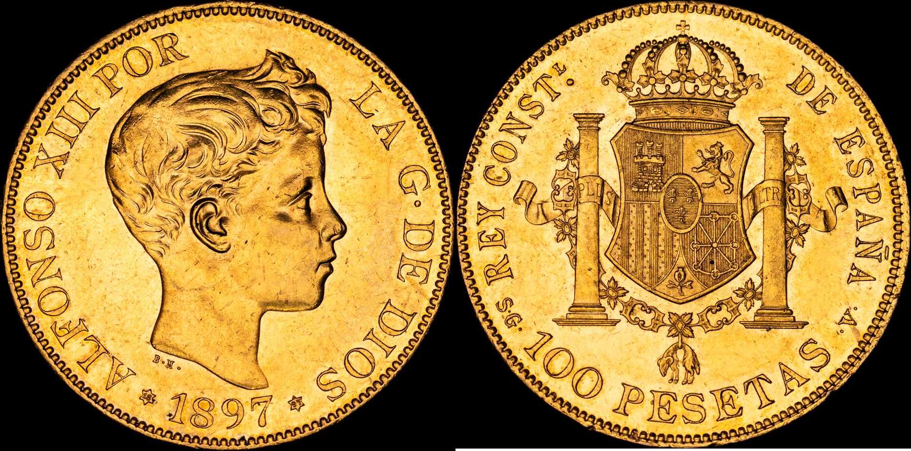 Madrid 100 Pesetas 1897*18-97 1874-1885 Alfonso XII SC- | MA-Shops