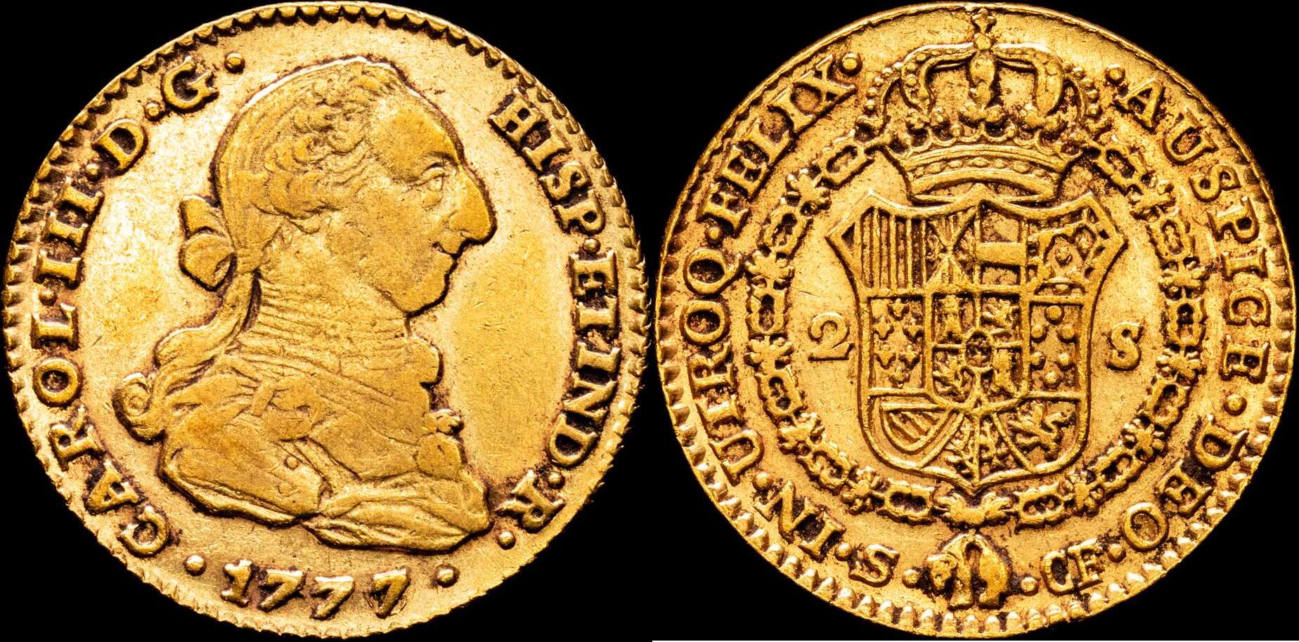 Sevilla 2 Escudos 1777/6 1759-1788 Carlos III MBC | MA-Shops