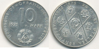 Deutschland,DDR, 10 Mark 1975 J.1557, 20 Jahre Warschauer Vertrag, vz | MA-Shops