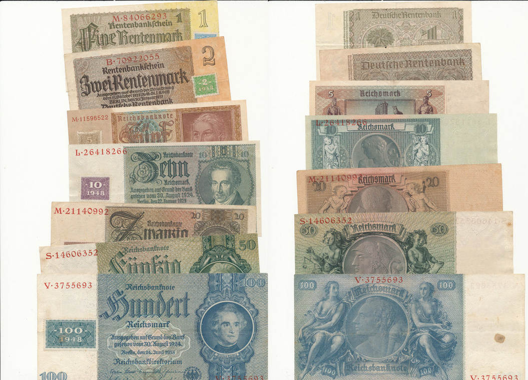 Deutschland,Sowjetische Besatzungzone, 1 Rentenmark-100 Reichsmark mit ...