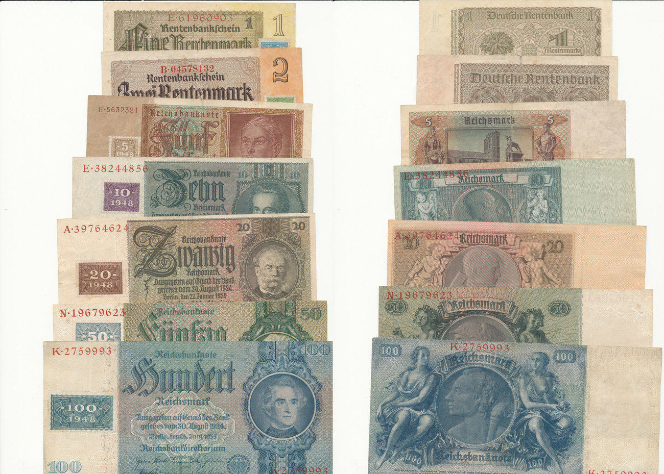 Deutschland,Sowjetische Besatzungzone, 1 Rentenmark-100 Reichsmark mit ...