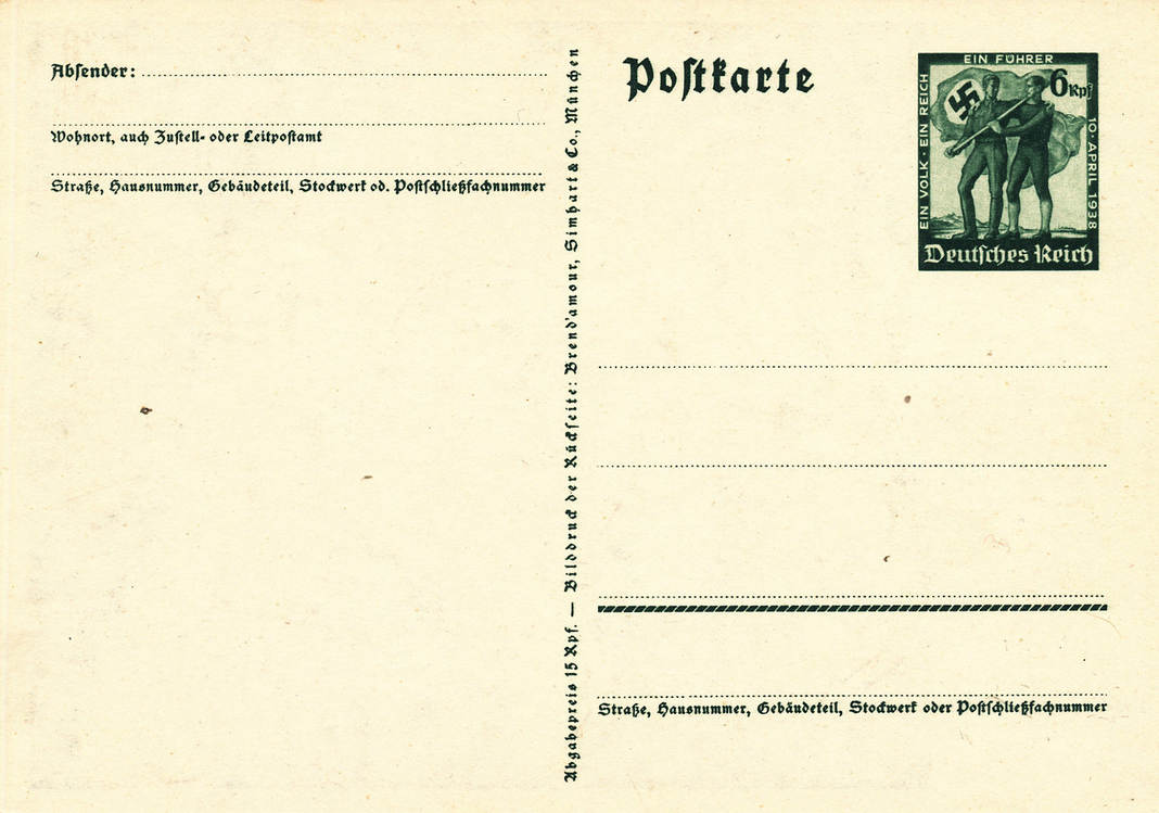 Deutsches Reich, Drittes Reich, Bildpostkarte 1938 Ein Volk,Ein Reich ...