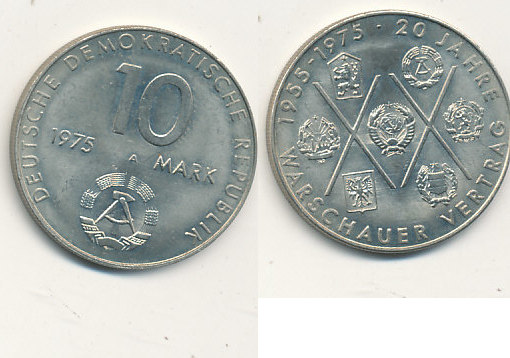 Deutschland,DDR, 10 Mark 1975 Warschauer Pakt, vz+, | MA-Shops