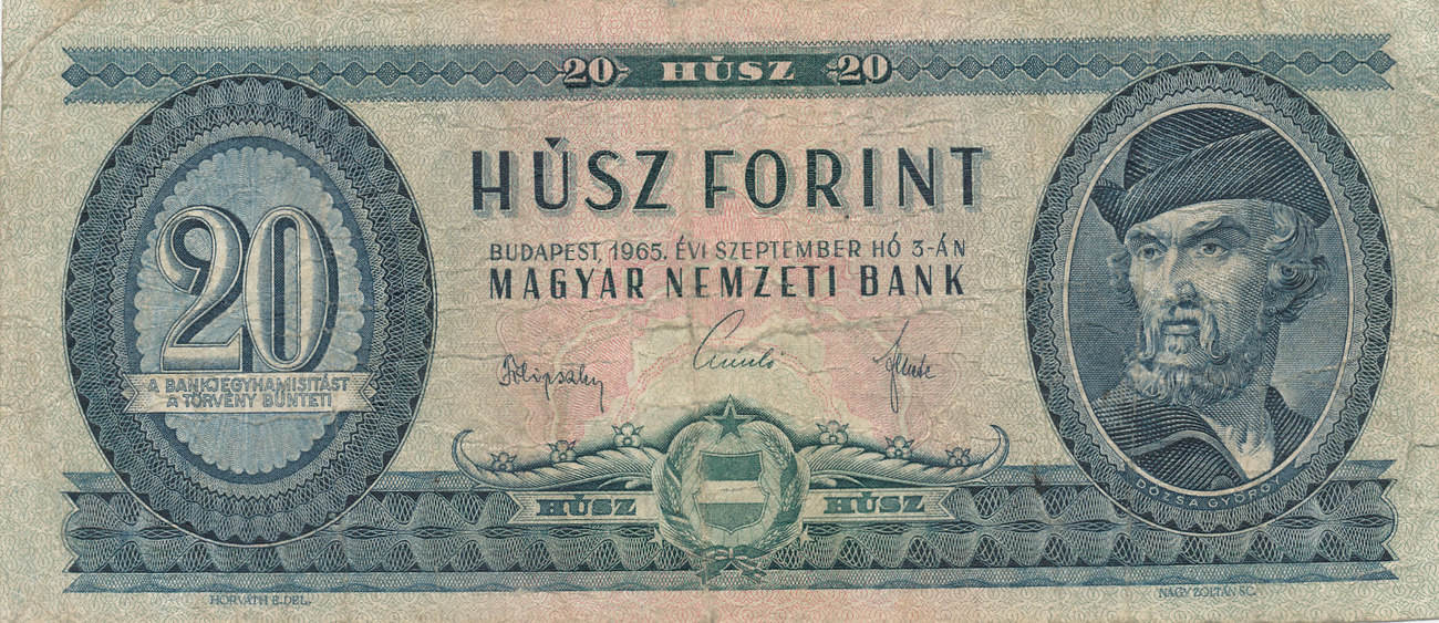 Ungarn 20 Forint 1965 stark gebraucht IV+, | MA-Shops