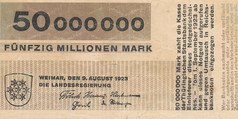 Deutsches Reich, Weimarer Republik, 50 Millionen Mark 1923 Weimar ...