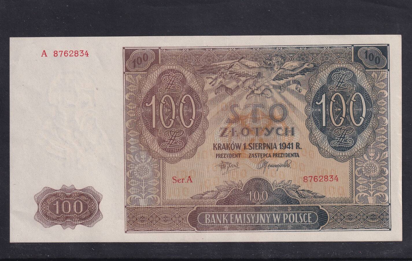 Drittes Reich, Generalgouvernement, 100 Zlotych 1941 Ro.583, ZWK-38 ...