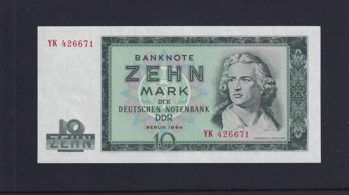 Deutschland, DDR, 10 Mark 1964 Ro.355b, DDR-17b, Ersatznote Serie: YK, fast Kassenfrisch, I ...