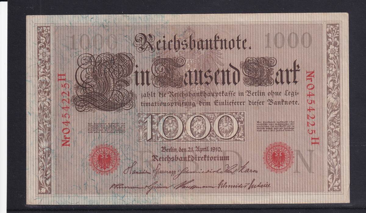Deutsches Reich, Kaiserreich, 1000 Mark 1910 Ro.45c, Deu-40c, KN ...