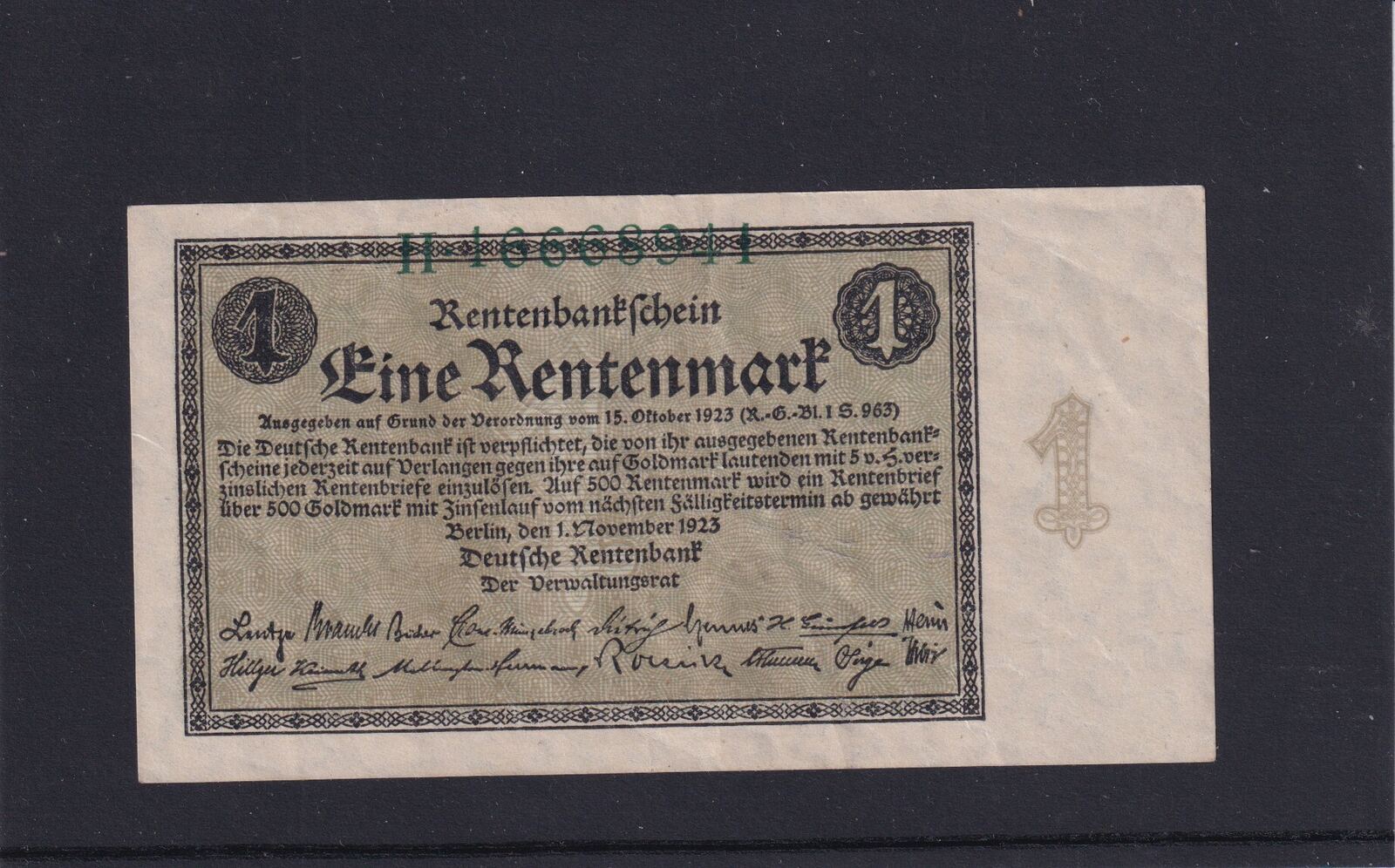 Weimarer Republik, Deutsche Rentenbank, 1 Rentenmark 1923 Ro.154a, DEU ...