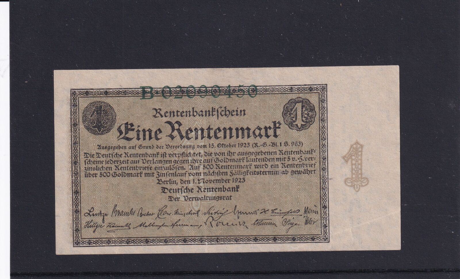 Weimarer Republik, Deutsche Rentenbank, 1 Rentenmark 1923 Ro.154a, DEU ...