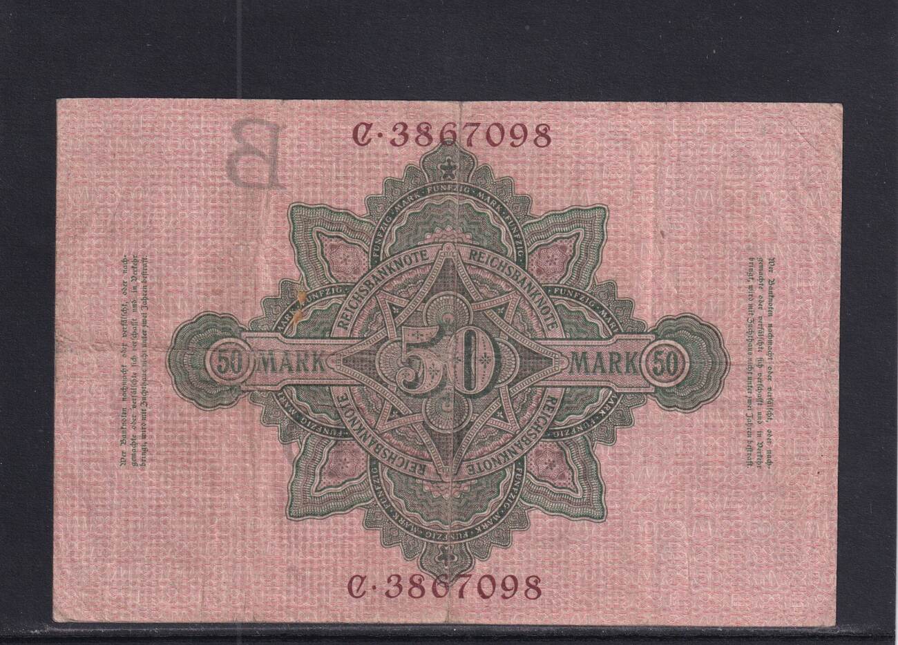 Kaiserreich, Reichsbanknote, 50 Mark 1910 Ro.42, DEU-38, Serie: C, Udr ...