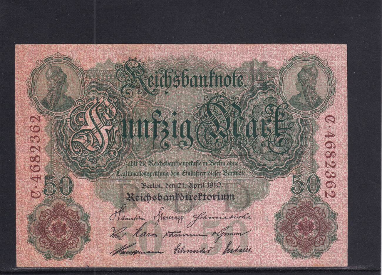 Kaiserreich, Reichsbanknote, 50 Mark 1910 Ro.42, DEU-38, Serie: C, Udr ...