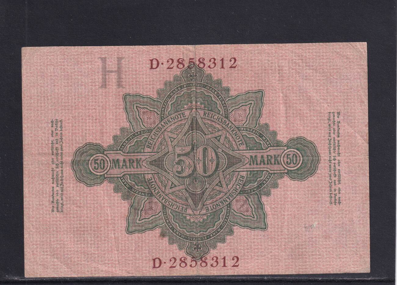 Kaiserreich, Reichsbanknote, 50 Mark 1910 Ro.42, DEU-38, Serie: D, Udr.Bst. H, gebraucht III+ ...