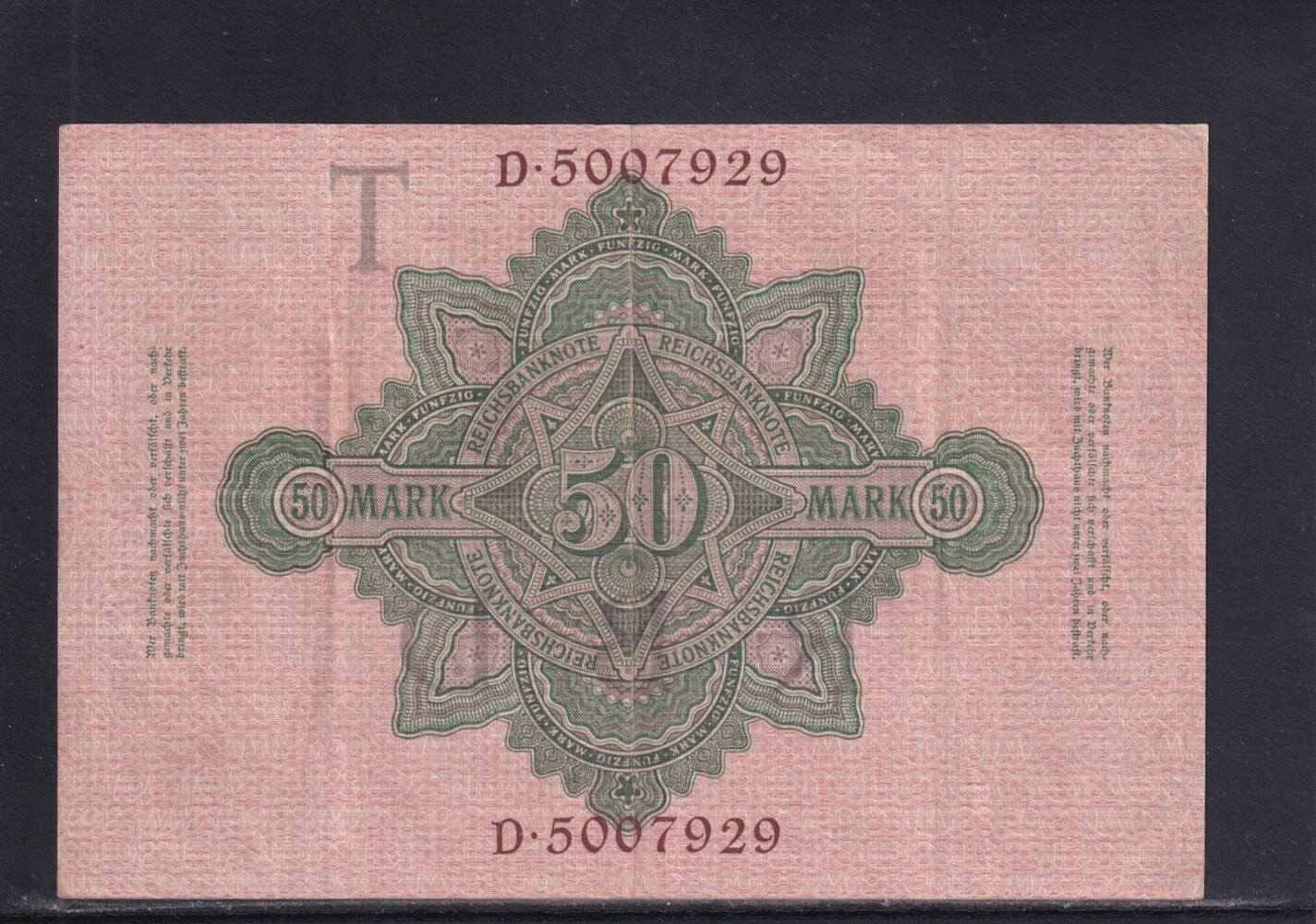 Kaiserreich, Reichsbanknote, 50 Mark 1910 Ro.42, DEU-38, Serie: D, Udr.Bst. T, leicht gebraucht ...