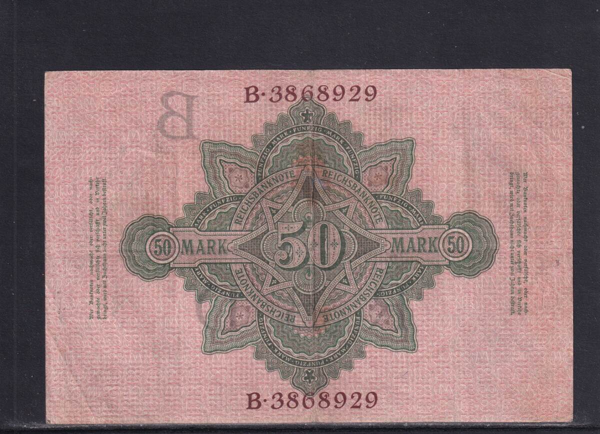 Kaiserreich, Reichsbanknote, 50 Mark 1910 Ro.42, DEU-38, Serie: B, Udr ...