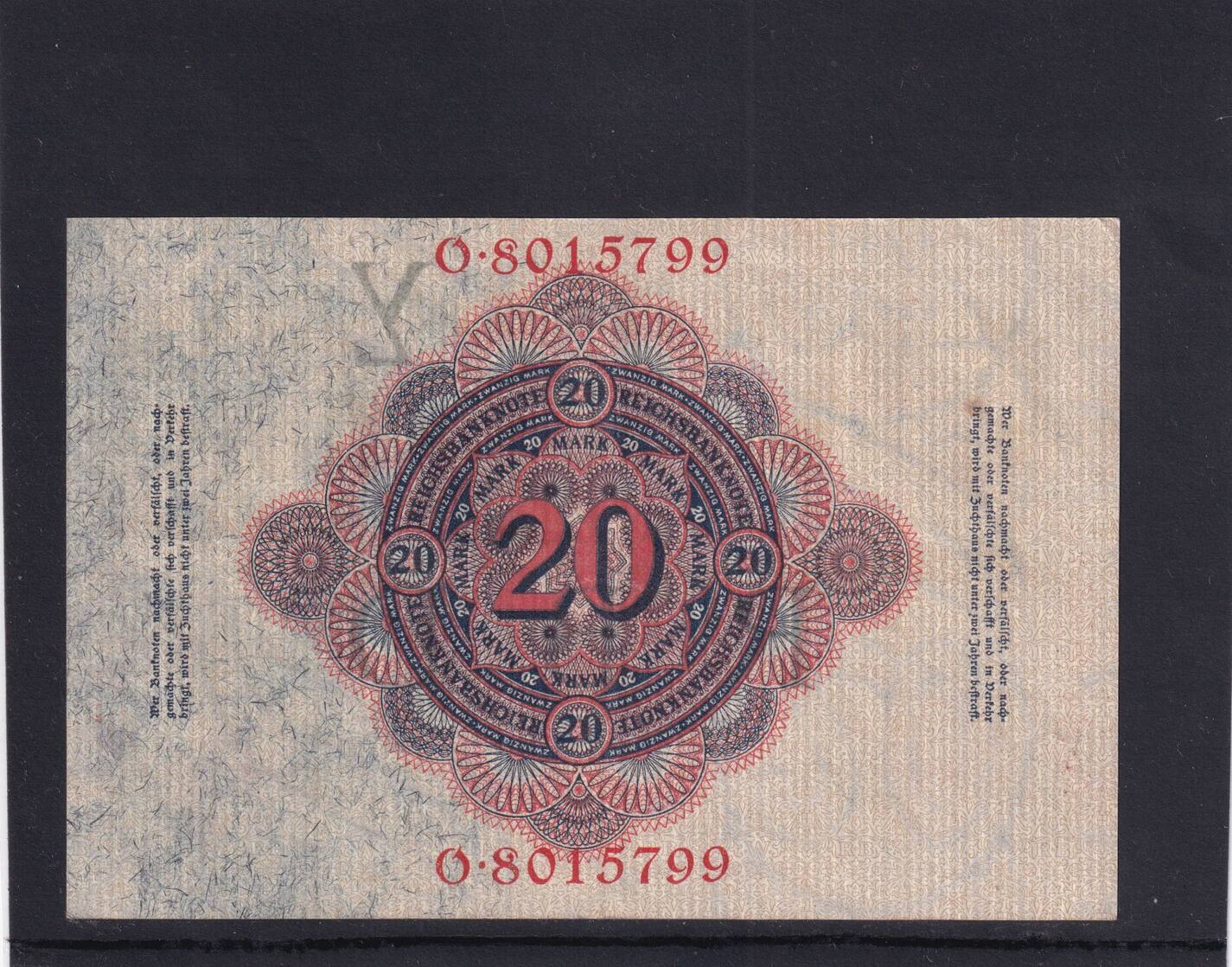 Kaiserreich, Reichsbanknote, 20 Mark 1914 Ro.47b, DEU-41b, KN 7 stellig ...