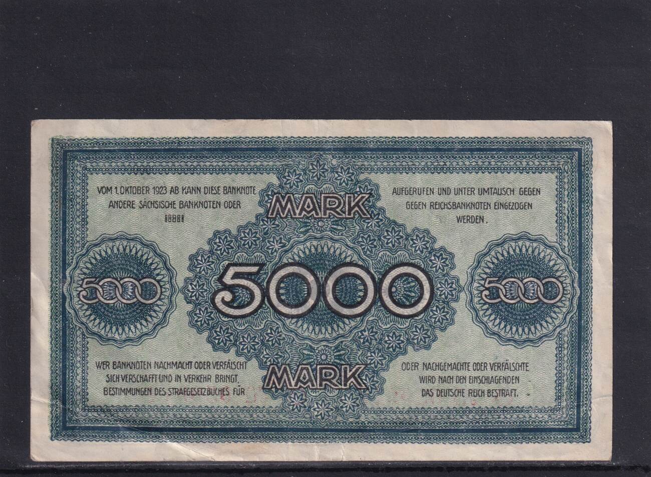 Deutsches Reich, Sachsen, Länderbank, 5000 Mark 1923 Sächsische Bank ...