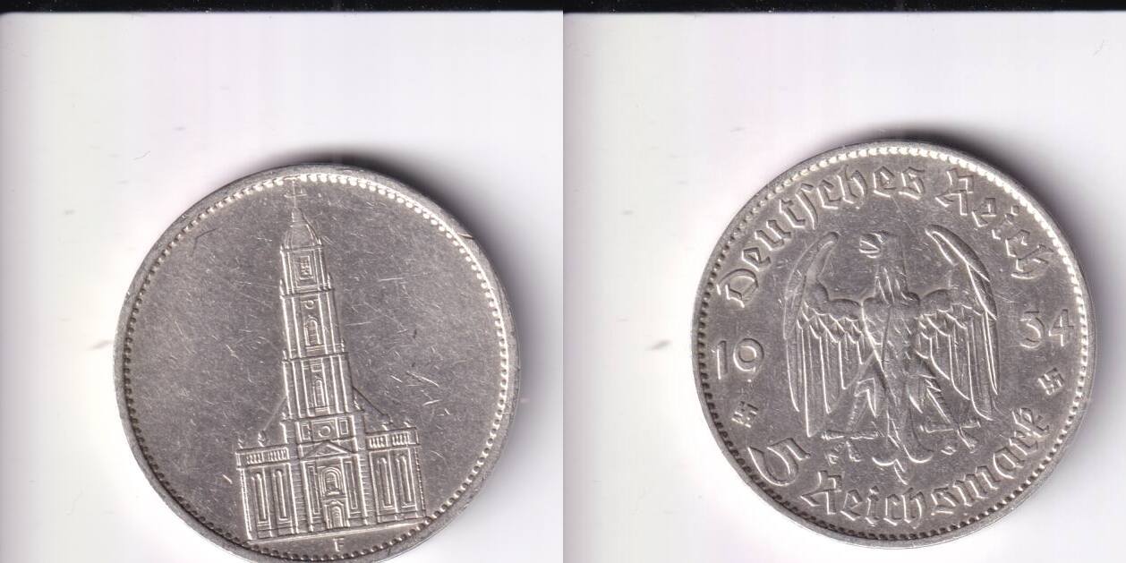 Deutsches Reich, Drittes Reich, 5 Reichsmark 1934 F Garnisonkirche ...
