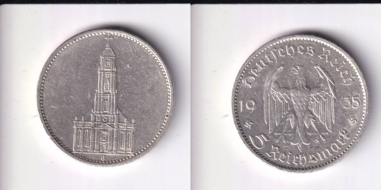 Deutsches Reich, Drittes Reich, 5 Reichsmark 1935 G Garnisonkirche ...