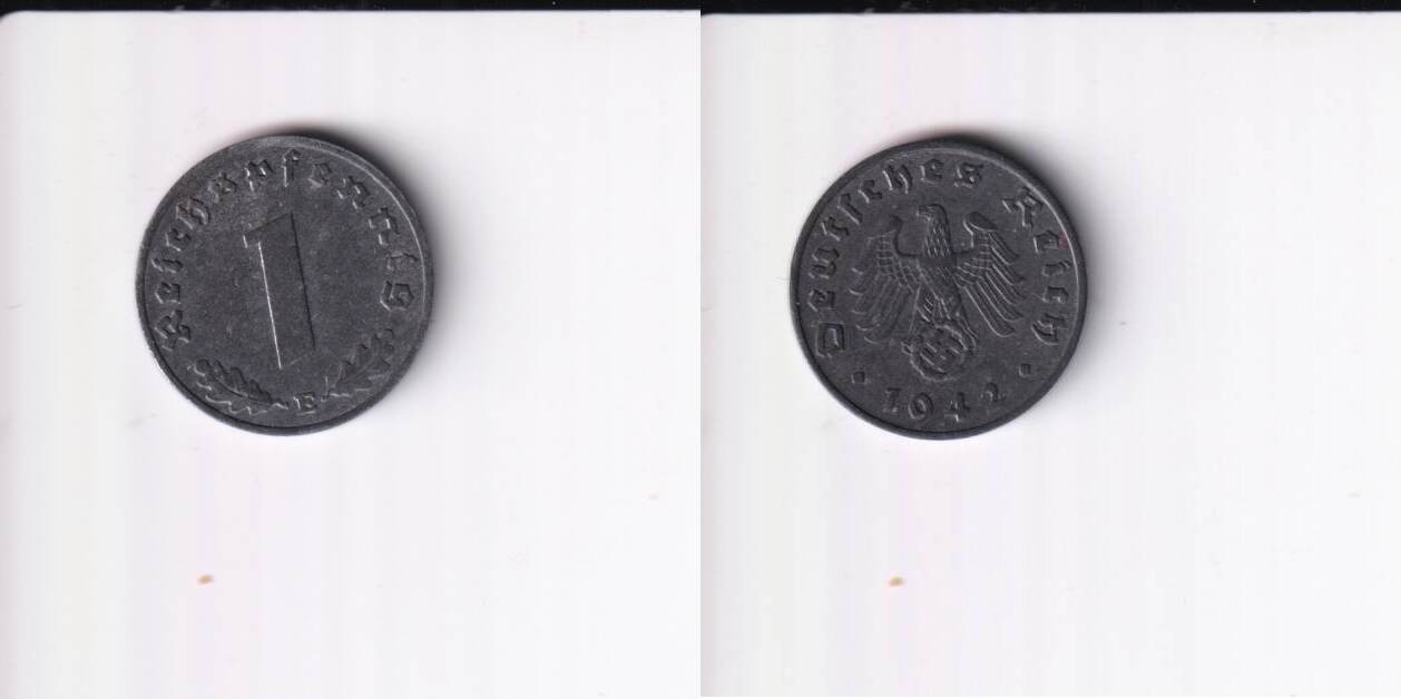 Deutsches Reich, Drittes Reich, 1 Reichspfennig 1942 E vz+, Zink | MA-Shops