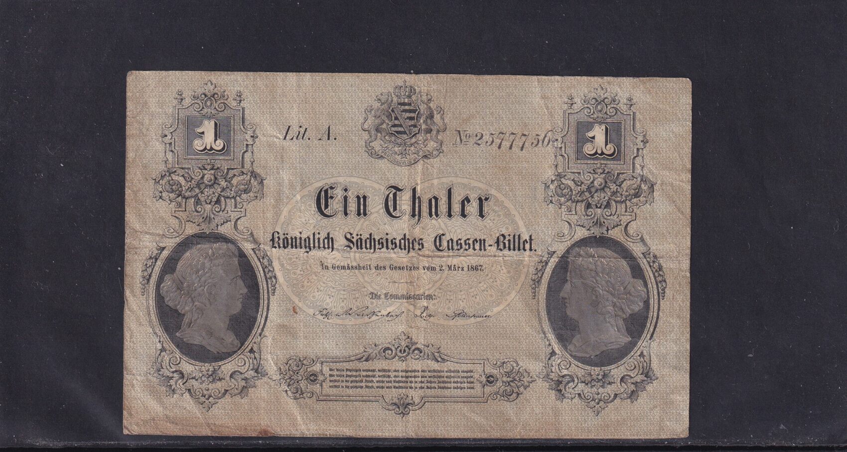 Altdeutschland, Sachsen, 1 Thaler 1867 Königlich Sächsisches Cassen ...