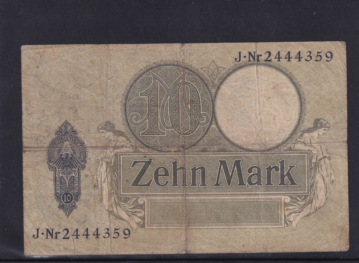 Kaiserreich, Reichsbanknote, 10 Mark 1906 Ro.27b, DEU-53b, KN 7 stellig, Serie: J, stark ...