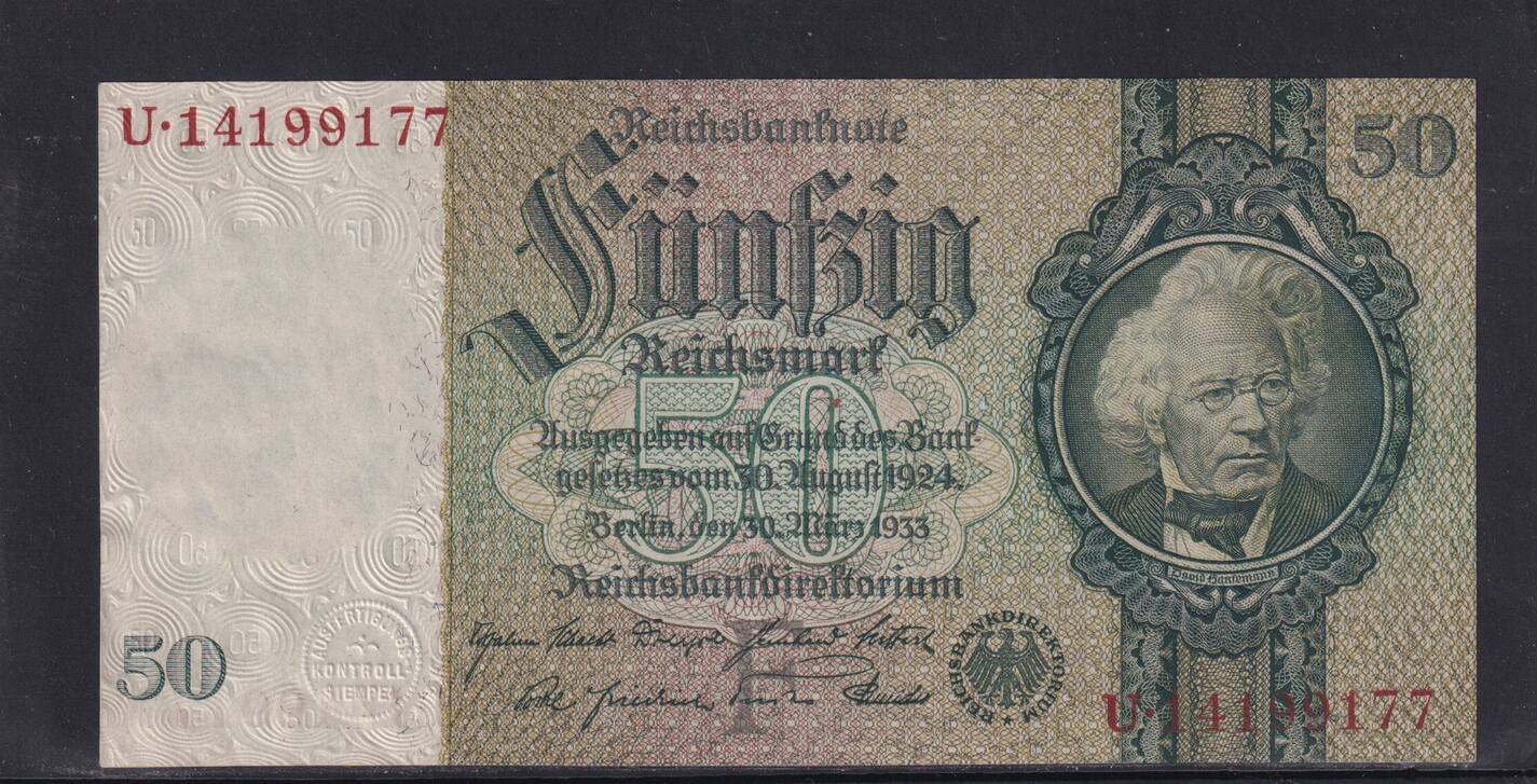 Deutsches Reich, Drittes Reich, 50 Reichsmark 1933 Ro.175b, DEU-210b ...