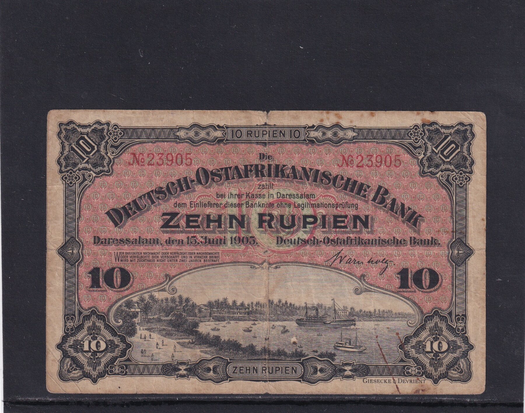 Kaiserreich, Deutsche Kolonien 10 Rupien 15.6.1905 Ro.901, DOA-2 ...