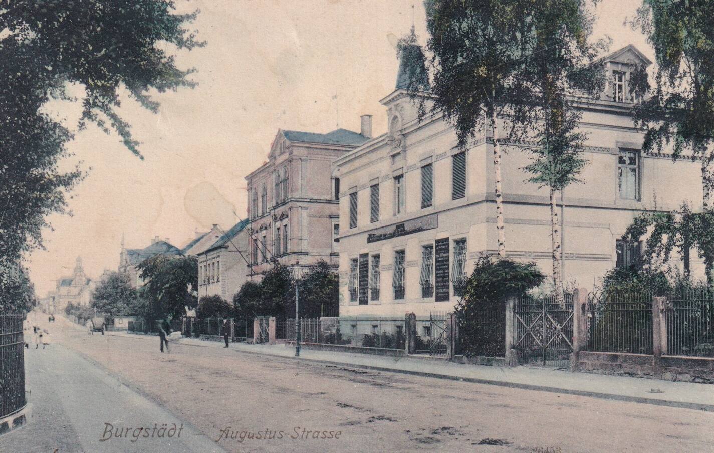 Deutsches Reich, Sachsen, Burgstädt, Ansichtskarte 1909 Augustus Str ...