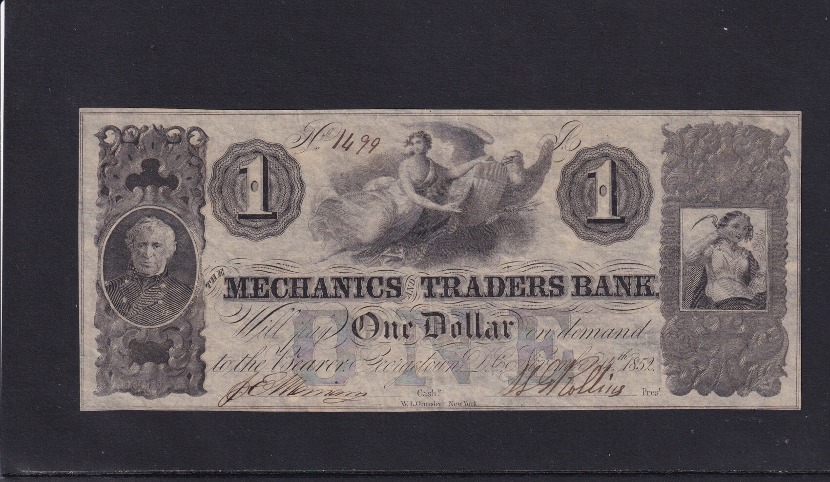 USA, Konföderierte Staaten, 1 Dollar 1852 Georgetown, Mechanics Traders ...