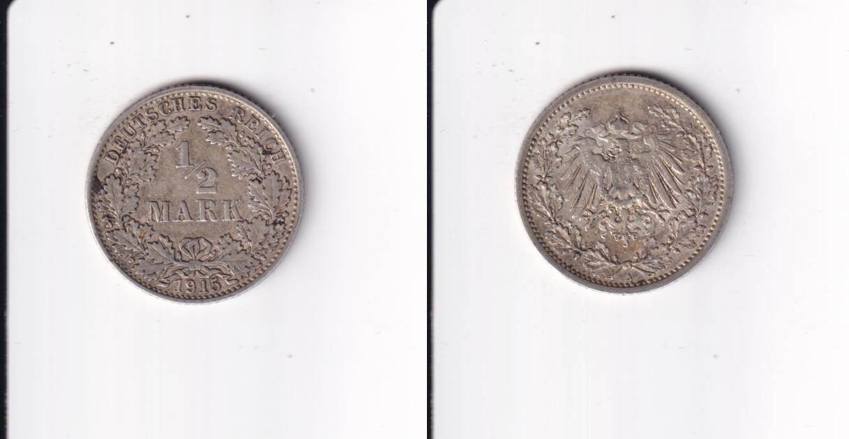 Deutsches Reich, Kaiserreich, 1/2 Mark 1915 A ss, Silber, | MA-Shops